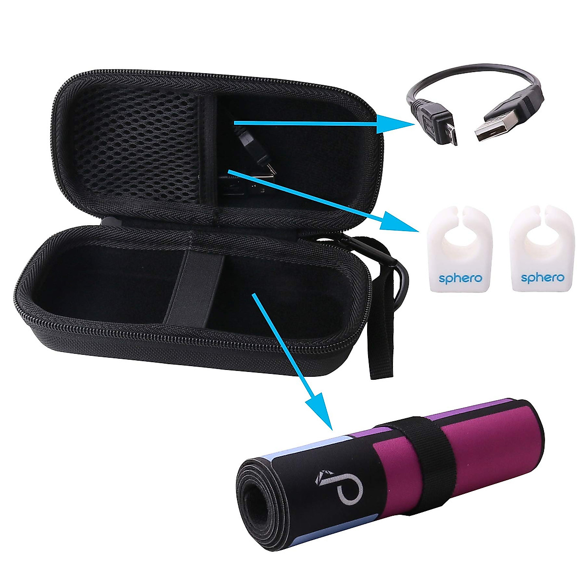 WERJIA Hard Travel Case for Sphero Specdrums Musical Rings Play Pad (Black)