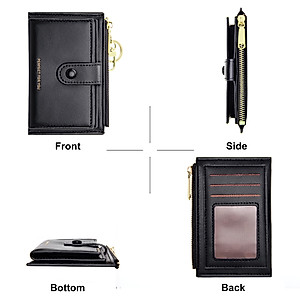VOCUS Small Wallet for Women Bifold RFID Blocking Keychain Wallet Credit Card Holder with Zipper Coin Pocket & ID Window