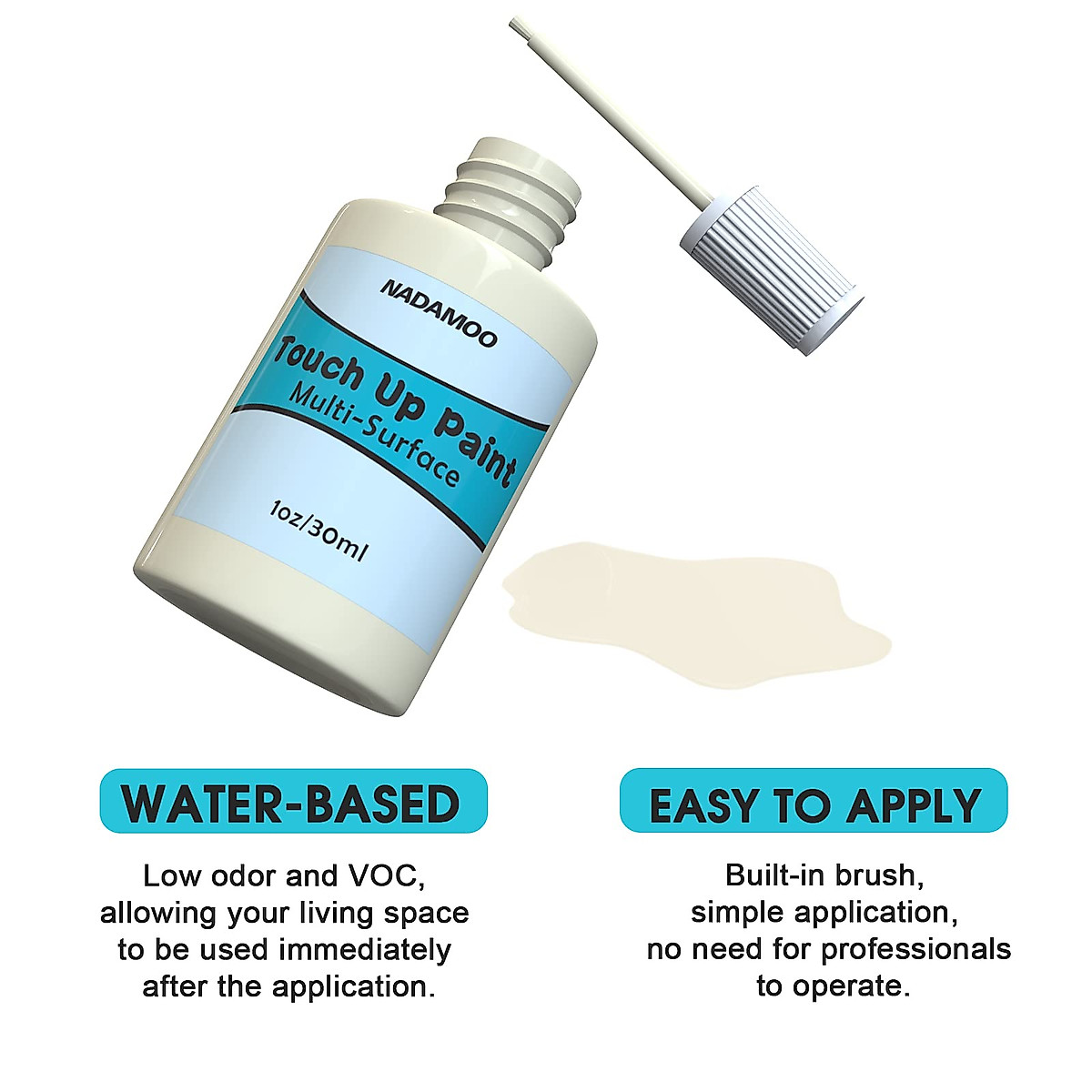 NADAMOO Beige Multi Surface Touch Up Paint, Interior and Exterior House Appliance Paint for Cabinet, Wall, Door, Furniture, Windows, Shutter and Trim