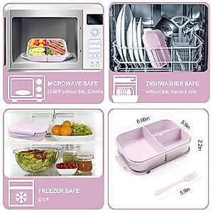 Jeopace Bento Box Kids Lunch Containers for Kids with 4 Compartments Kids Bento Lunch Box Microwave Safe (Flatware Included,Light Blue)