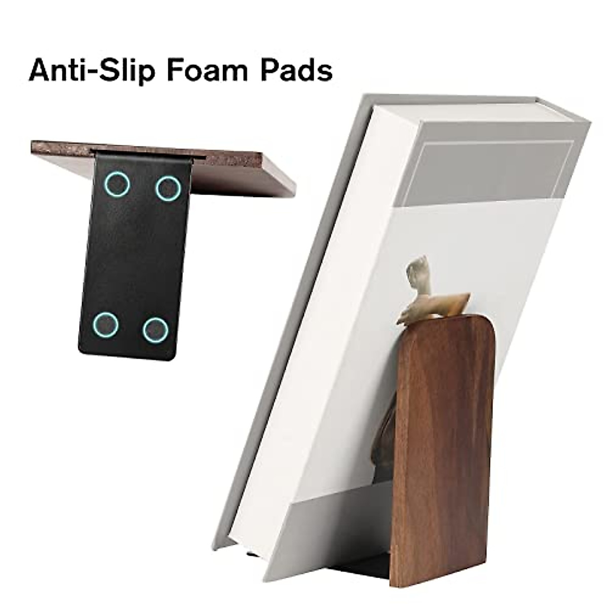 (Bundle of 2 Sets) MaxGear Book Ends Universal Premium Bookends for Shelves, Non-Skid Bookend, Heavy Duty Wood Book End, Book Stopper for Books/Movies/CDs/Video Games