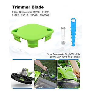 ULXIOM Polycarbonate Bladed Trimmer Head Fits for Greenworks 21302 21332 21342 20V 24V 40V String Edger, with 6 Quickload Blades and 4 Screw