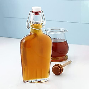 TOPZEA Set of 8 Swing Top Glass Flask, 8.5 Oz Clear Glass Hip Whiskey Flask Pocket Drinking Flask with Airtight Stopper, Easy Cap Liquor Bottle for Spirits, Beer, Brewing Bottle for 2nd Fermentation