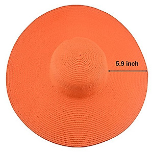 Wowlife Wide Brim Roll-up Big Beautiful Solid Color Floppy Hat (Orange)