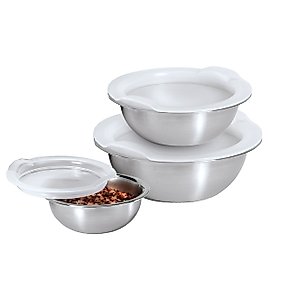 Oggi Set of 3 Stainless Steel Pinch Bowls - Mini 2oz/4oz/8oz Sizes, With Lids - Ideal for Food Prep, Salt and Pepper Bowls, Dip Bowls, Condiment Bowls, Assorted Colors