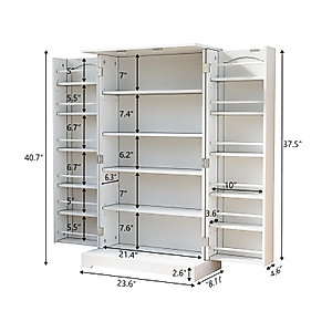 HOLTICO 41'' Freestanding Pantry Cabinet, Kitchen Pantry Storage Cabinet with Doors and Adjustable Shelves, Food Pantry Cabinet for Kitchen, Dining Room, Living Room and Garage,Snow White