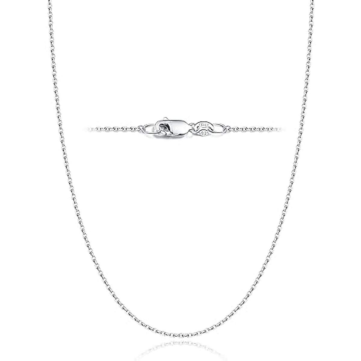 Jewlpire Solid 925 Sterling Silver Chain Necklace for Women Girls, 1.3mm Cable Chain Silver Chain for Women Thin & Dainty & Shiny Women's Chain Necklaces 18inch