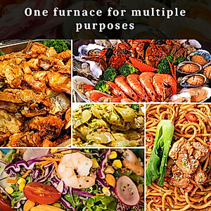 FLTRGO Red Bronze Chafing Dish, Round Buffet Server Trays with Glass Lids and Alcohol Furnace, for Kitchen Buffet Dining Party Wedding Banquet