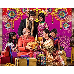 Funnlot Wall Backdrop for Diwali Festival Decorations - 5.9 x 3.2ft Banner for Happy Diwali Photo Booth