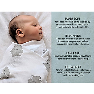 CozyBubs Muslin Swaddle Blankets - Breathable and Skin-Friendly Swaddle Blanket for Girls and Boys - Perfect Nursery Essential and Baby Shower Party Gift - 47 x 47 inches 3-Pack