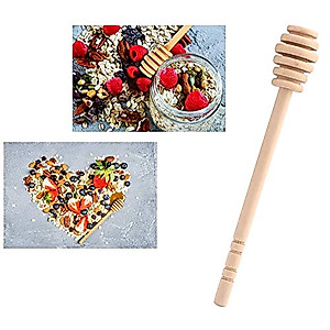 ICEYLI 4 Pcs (6.3 Inches) Wooden Honey Mixing Stirrer Honey Dipper Sticks Honey Comb Stick Honey Spoon Collecting Dispensing Drizzling Jam