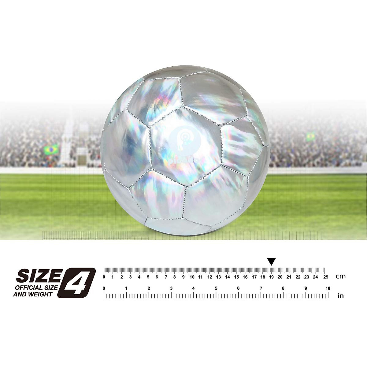 PP PICADOR Kids Youth Soccer Ball, Sparkling Classic Soccer Balls for Girls Boys Student Children Training School Indoor Size 4(White)