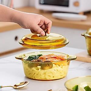 Glass Saucepan with Cover 1L/ 34 FL OZ Heat- Resistant Glass Stovetop Pot and Pan with Lid