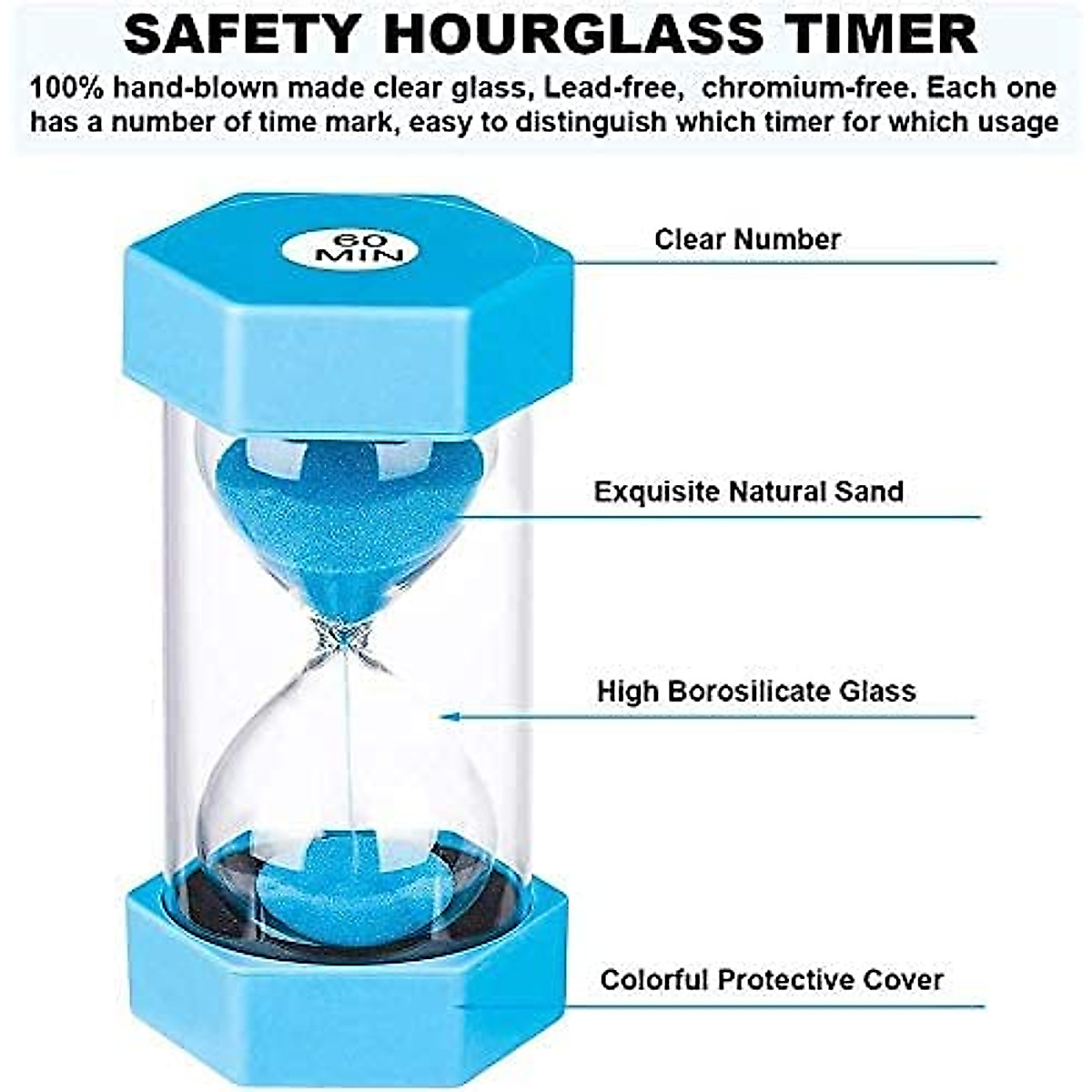 Sand Timer 2 Minute Hourglass Timer： Colorful Sand Clock 2 Minute, Small Blue Sand Watch 2 Minute, Plastic Hour Glass Sandglass Timer for Kids, Games, Decorative, Classroom, Kitchen,Toothbrush Timer