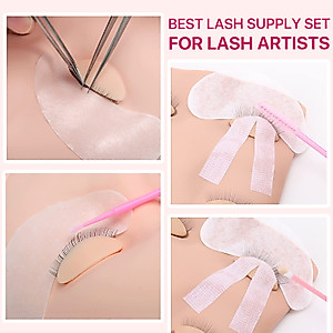 Pretty memory Lash Extension Supplies Eyelash Extension Kit, Lash Mannequin Head with Removable Eyelids Silicone Practice Set for Makeup and Eyelash Graft