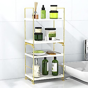 JANUS LiANG 2-Tier Bathroom Countertop Organizer Perfume Organizer Makeup Shelf Bedroom Storage Tray or Kitchen Spice Rack (Gold)