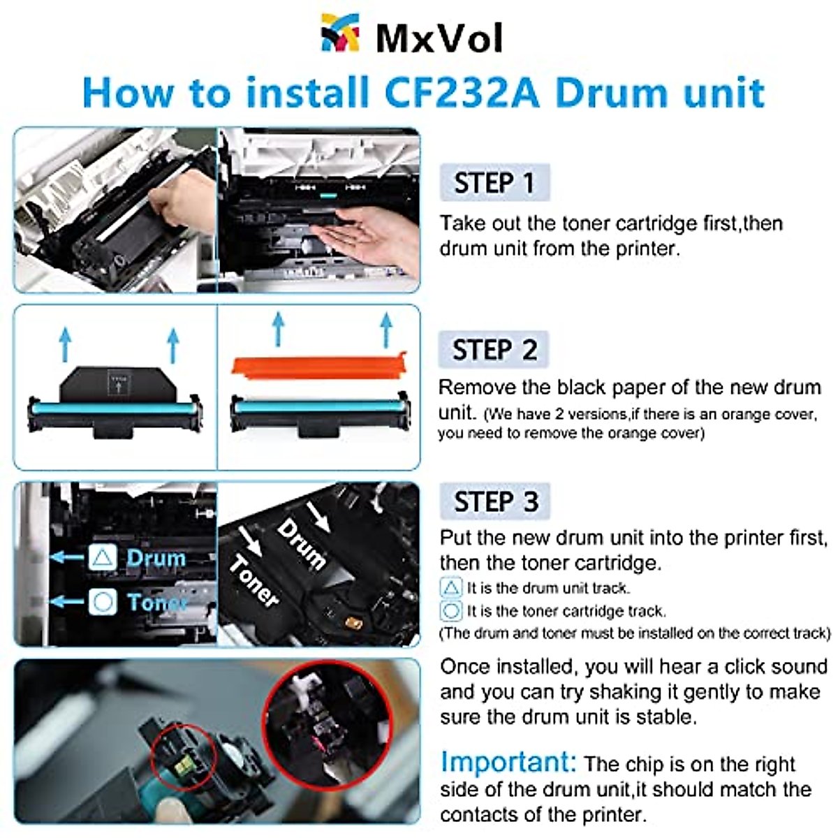 MxVol Compatible Drum Unit Replacement for HP 32A CF232A Drum Yields Up to 23,000 Pages use for HP Laserjet Pro M148dw M203dw M227fdw M118dw M148fdw M227fdn Printer, 1-Pack