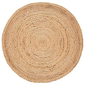 SAFAVIEH Natural Fiber Round Collection 9' Round Natural NFB310A Handmade Boho Braided Jute Area Rug