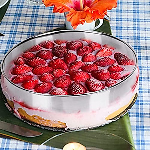 Stainless Steel Muffin Rings Tart Pastry Rings Molds Non Stick Pizza Cutter Rings Egg Pancake Rings Metal Baking Tools Pie Crust Shield for Cakes Desserts Dough Silver 10in