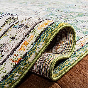 SAFAVIEH Madison Collection 8' x 10' Green / Turquoise MAD447Y Boho Chic Medallion Distressed Non-Shedding Living Room Bedroom Dining Home Office Area Rug