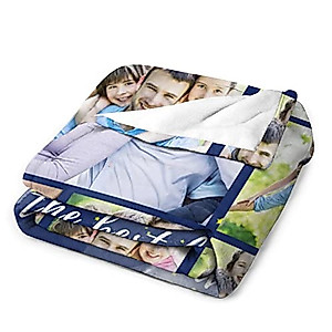 Custom Personalized Blanket with Photo & Name - Personalized Picture Collage Blanket Soft Using My Own Photos Custom Gifts for Dad, Mom, Family, Friends, Couples
