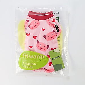 Fitwarm Cute Pig Dog Pajamas, Dog Winter Clothes for Small Dogs Girl, Lightweight Velvet Pet Jumpsuit, Cat Onesie, Pink, Small