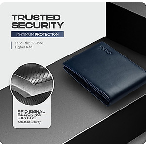 Wallet for Men’s - Genuine Leather Slim Bifold RFID Wallet - Gift for Men Packed in Stylish Gift Box