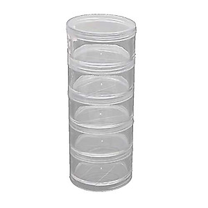 Diarypiece 5Pcs Clear Empty Stackable Plastic Cosmetic Container Pot Jars with Lids for Make Up, Eye Shadow, Nails, Powder, Gems, Beads, Jewelry (25mm high each)