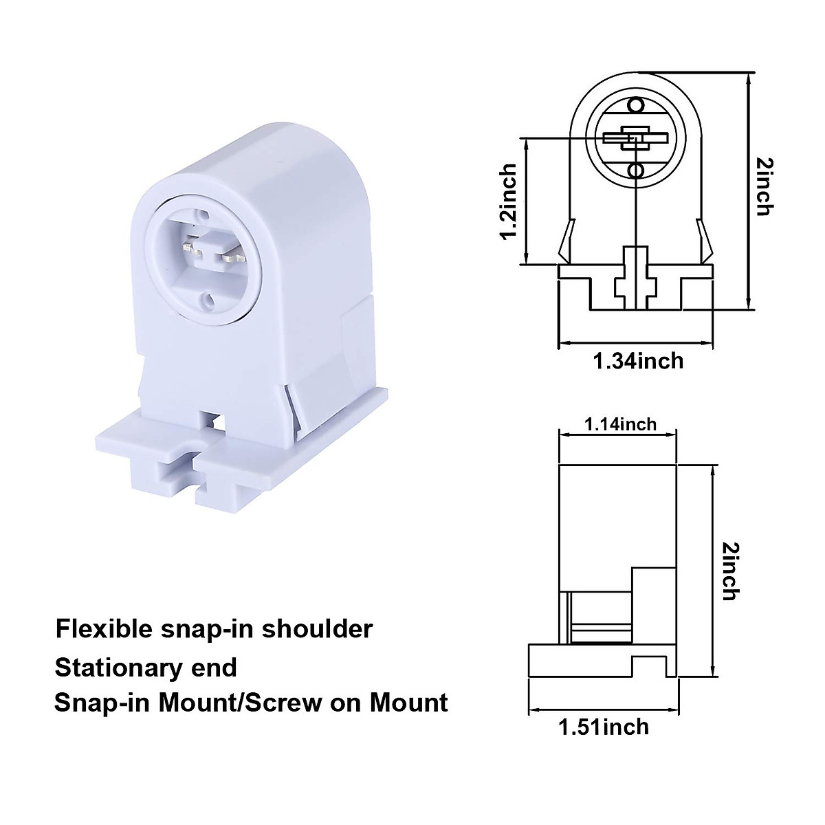R17D/HO Tombstone Base Holder Socket Connector T8/T10/T12 8ft LED Light Replacement Fluorescent Plunger Lampholder Adaptor 5 Pairs