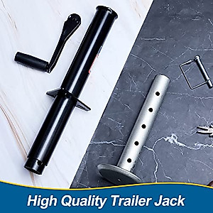5000 lbs Top Wind A Frame Trailer Jack 15" Vertical Travel Trailer Tongue Jack Zinc Adjustable Drop Leg for Boat RV Camper