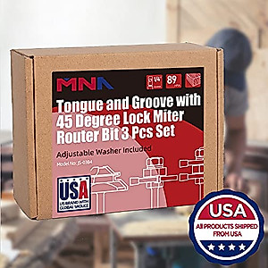 MNA Tongue and Groove Bits & 45 Degree Lock Miter Router Bit, 1/4 Inch Shank Wood Milling Cutter Bits
