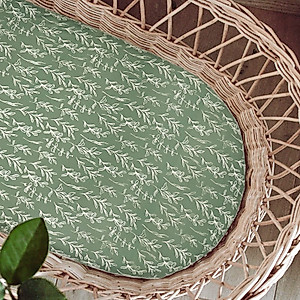 Bassinet Sheet, Jersey Cotton for Baby Boy/Girl, Baby Car Seat Cover Girls, Infant Carseat Canopy, Stretchy Multi- use Nursing Cover for Stroller/High Chair/Shopping Cart/Car Seat Canopies Green Sage