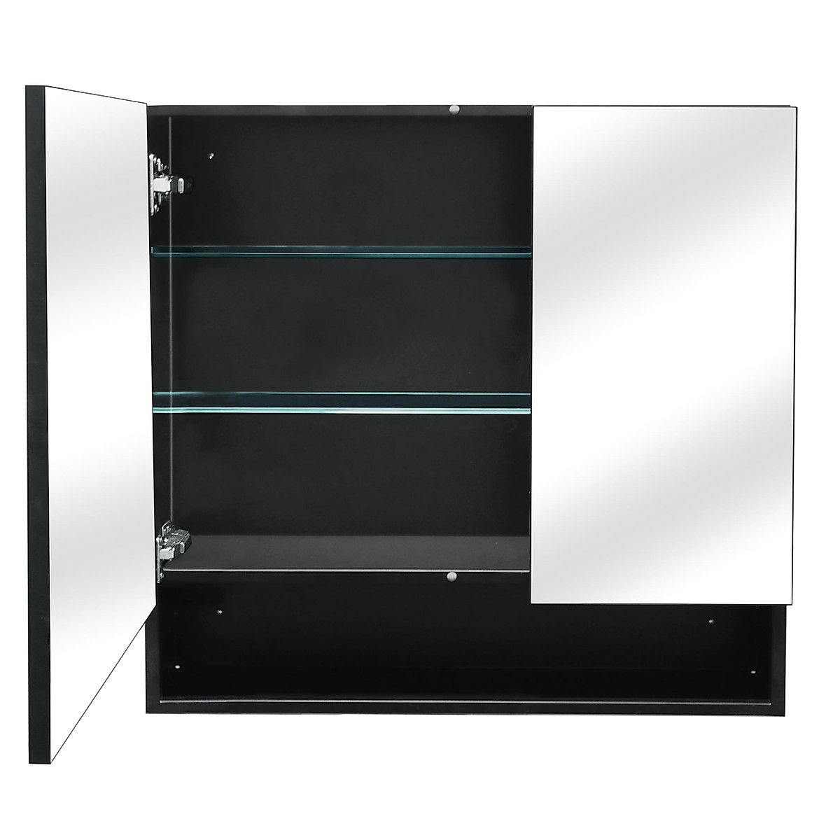 HESONTH Farmhouse Black Metal Framed Surface Mounted Bathroom Medicine Cabinet with Mirror Rectangle Vanity Mirros Cabinet for Wall with Double Doors