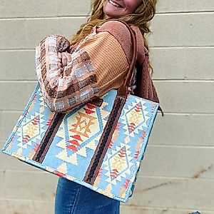 Wrangler Tote Bag for Women Western Shoulder Purses Boho Aztec Satchel Hobo Handbags WG2202-8119BR