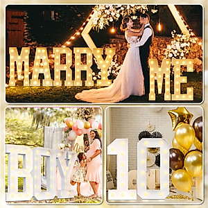 Ledido 4FT Marquee Light Up Letters Large Light Up Letters for Party Decoration, Marquee Letters for Birthday Graduation Baby Shower Wedding, Pre-Cut Foam Board Assembly Required Letters S