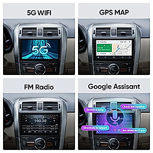5G WiFi (1280X720 Pixel) 8 Core 2G Ram 32G ROM Car Stereo Radio 9 Inch for Toyota Corolla 2009-2012 with Carplay Android Auto,GPS 48EQ Mirroring Airplay Backup 1080P SWC