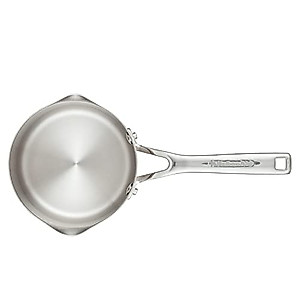 KitchenAid 3-Ply Base Stainless Saucepan with Pour Spouts, 1.5 Quart, Brushed Stainless Steel