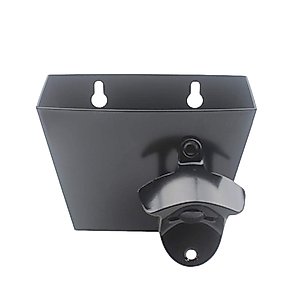 Luwanburg Stainless Wall Mounted Beer Bottle Opener and Cap Catcher Set (Black)