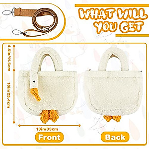 Chunful Goose Bag Cute Plush Goose Bag Lambswool Fur Goose Tote Handbag Crossbody Bag Funny Novelty Goose Bag Fuzzy Bag Soft Shoulder Bag with Removable Cross-body Bag Strap for Women Girls Gift