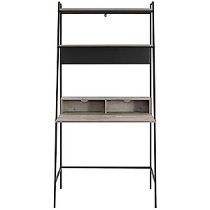 Walker Edison Freya Urban Industrial Ladder Desk with Metal Magnet Board, 36 Inch, Grey Wash