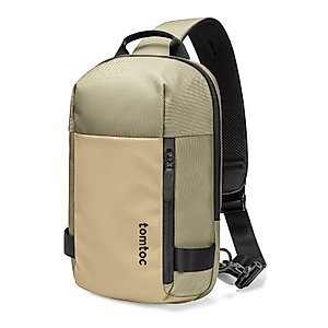tomtoc Compact EDC Sling Bag, Chest Shoulder Crossbody Bag for 11 inch 2025 iPad A16, iPad Air M3&M2, iPad Pro M4, M2&M1, Nintendo Switch/OLED, Slim Lightweight Daypack for Daily Use - XS Size
