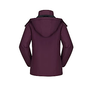 CAMEL CROWN Ski Jackets for Women Winter Snow Coats Warm Mountain Waterproof Female Jacket Hooded Windbreaker Dark Purple S