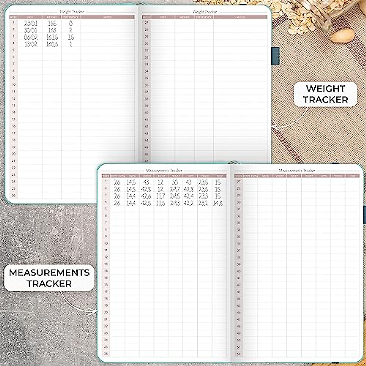 Legend Meal Planner – Weekly Meal Prep & Nutrition Journal with Grocery List & Weight Loss Tracker – Diet & Wellness Diary Log – Undated 12-Month Food Notebook – Hardcover, A5 Size (Aquamarine)