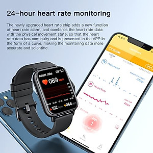 Smart Watch (Answer/Make Call) Bluetooth Fitness Tracker with Heart Rate, Sleep Monitor, AI Voice Assistant, Text, IP67 Waterproof 1.85-inch HD Color for Men Women Compatible with iPhone & Android