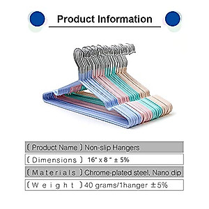 Lomani Colored Steel Clothes Hangers, Non Slip Hangers, Durable Heavy Duty, Coat Hangers, No Shoulder Bump Suit Hangers, Laundry Metal Hangers, Space Saving Adult Clothes Hangers 60 Pack-Random Color