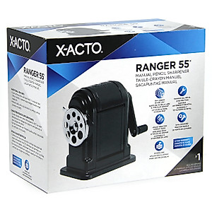 X-ACTO 1001 Ranger 55 Classroom Manual Pencil Sharpener, Black