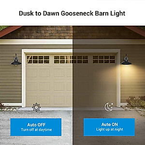 DEWENWILS Dusk to Dawn Outdoor Wall Lights, 2 Pack Farmhouse Gooseneck Barn Light Fixtures, Matte Black Exterior Wall Mount Sconces Waterproof Outside Porch Lights Lamp for Garage, Patio, Entryway