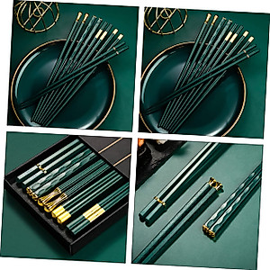 Holibanna 6 Pairs Japanese Alloy Chopsticks Reusable Chopsticks Cherry Chopsticks for Eating Korean Chopsticks Japanese Chinese Chopsticks Glass Stand Chopsticks Gift Household