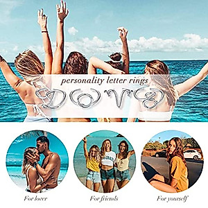 ChicSilver Jewelry Personalized Letter Ring for Women Sterling Silver Adjustable Wrap Open Ring Friendship Engagement Ring (S)