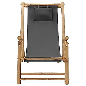 NusGear Deck Chair Bamboo and Canvas Dark Gray-7477
